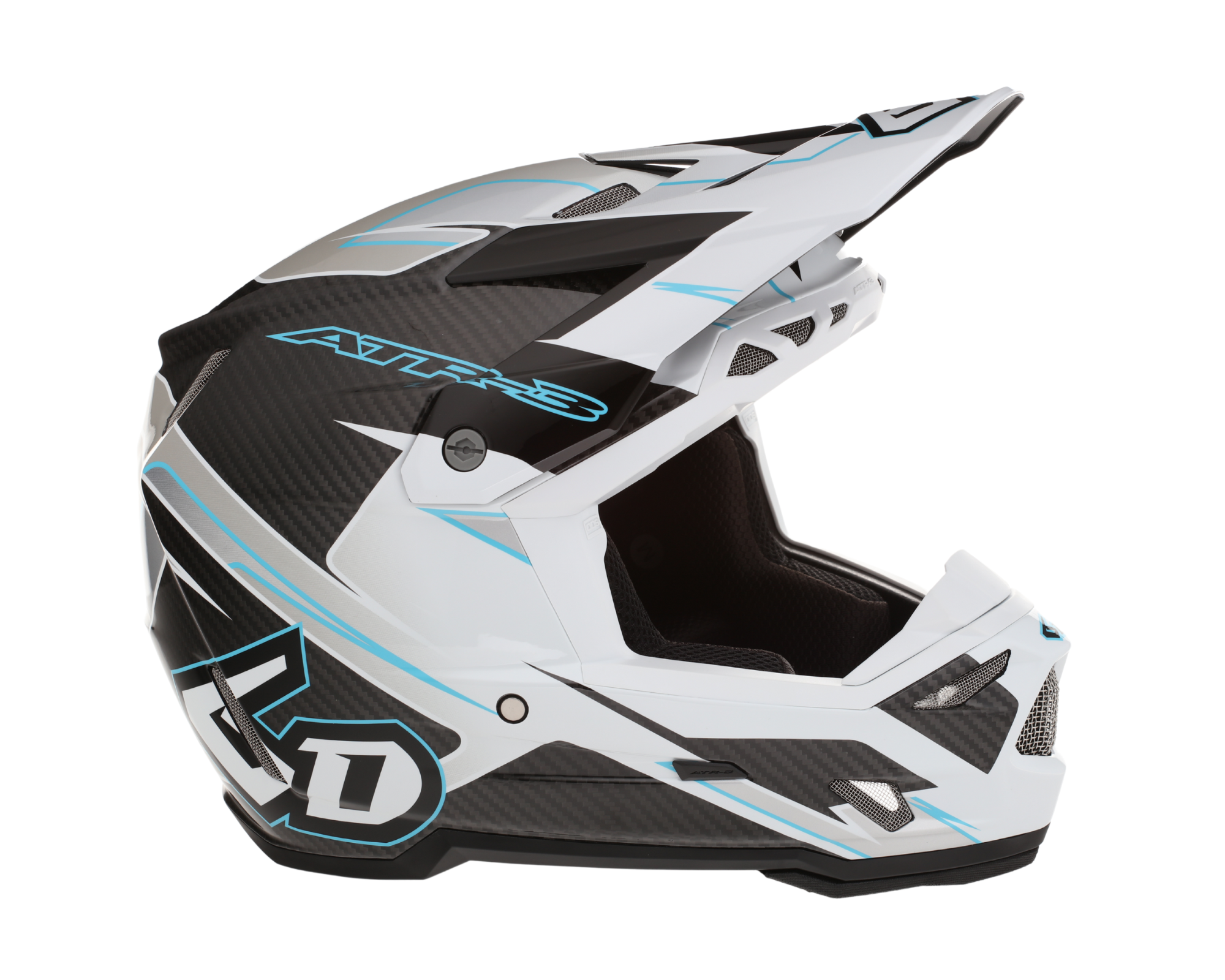 6D ATR-3 REFLEX GLOSS WHITE CYAN HELMET – Moto House