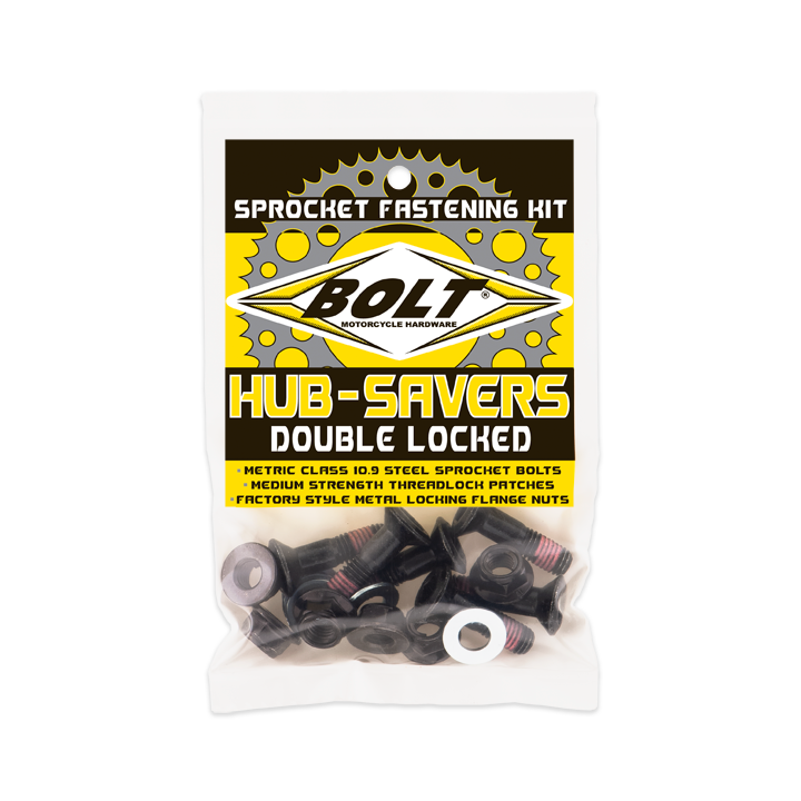 BOLT HUB SAVERS BLACK DOUBLE LOCKED SPROCKET FASTENING KIT – Moto House